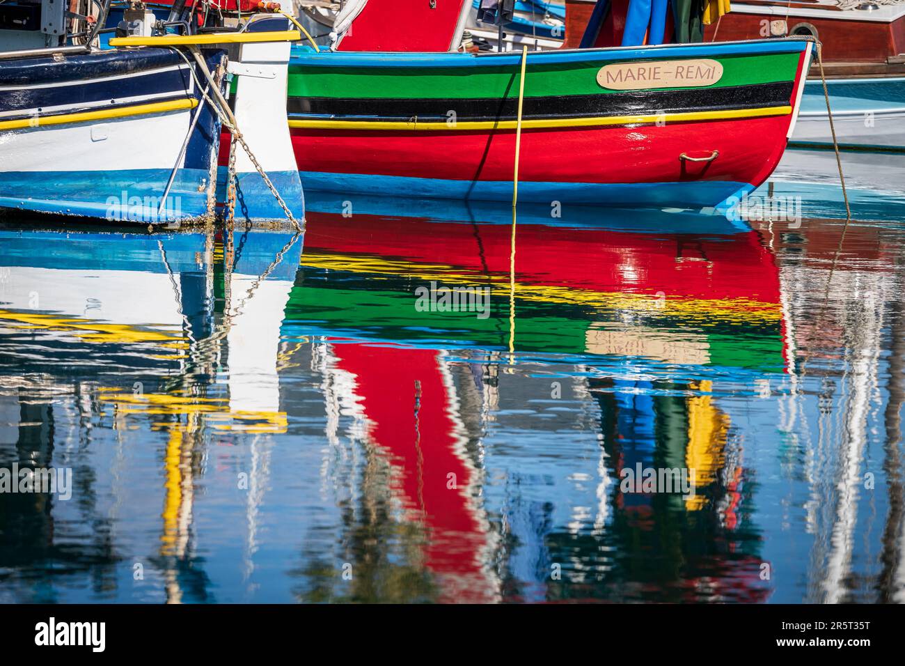 France, Var, Cavalaire-sur-Mer, Pointus, Provencal fishing boats in the ...