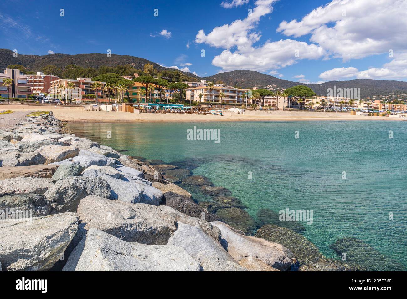 France, Var, Cavalaire-sur-Mer, sandy beach and turquoise waters of ...