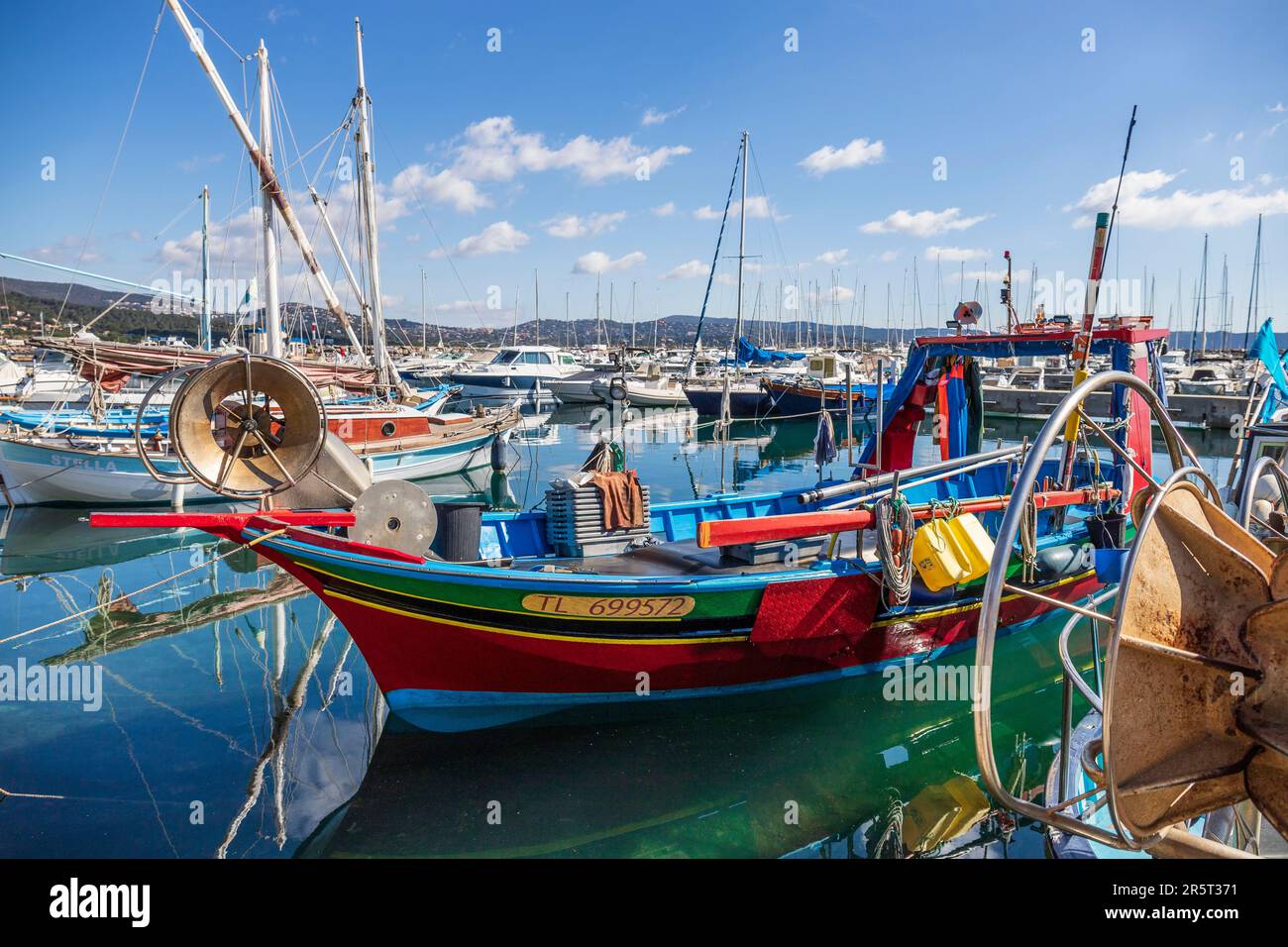 France, Var, Cavalaire-sur-Mer, Pointus, Provencal fishing boats in the ...