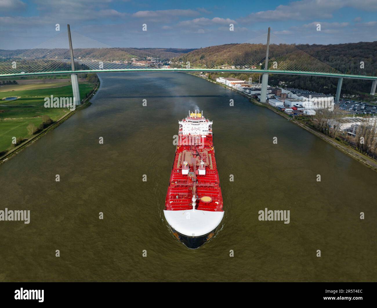 France, Seine Maritime, Caudebec en Caux, Brotonne bridge on the Seine ...