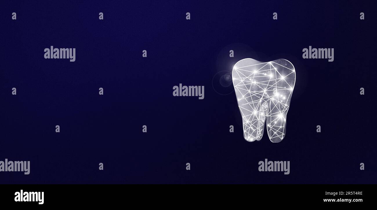 Polygonal wireframe style. Low poly tooth protection medical concept ...