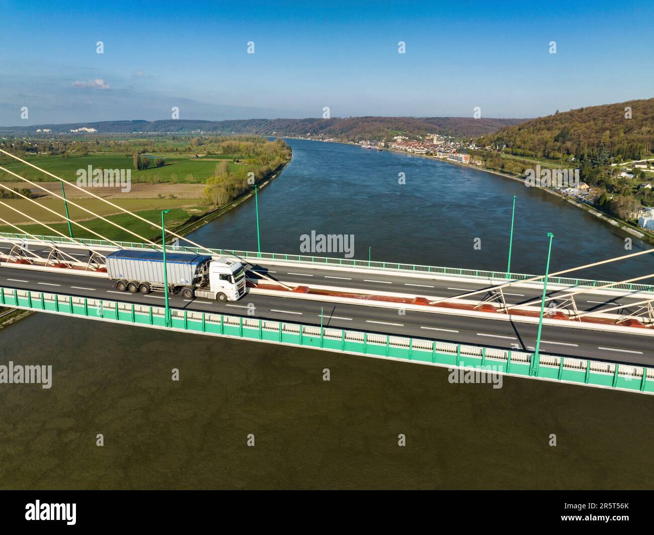 France, Seine Maritime, Caudebec en Caux, Brotonne bridge on the Seine ...