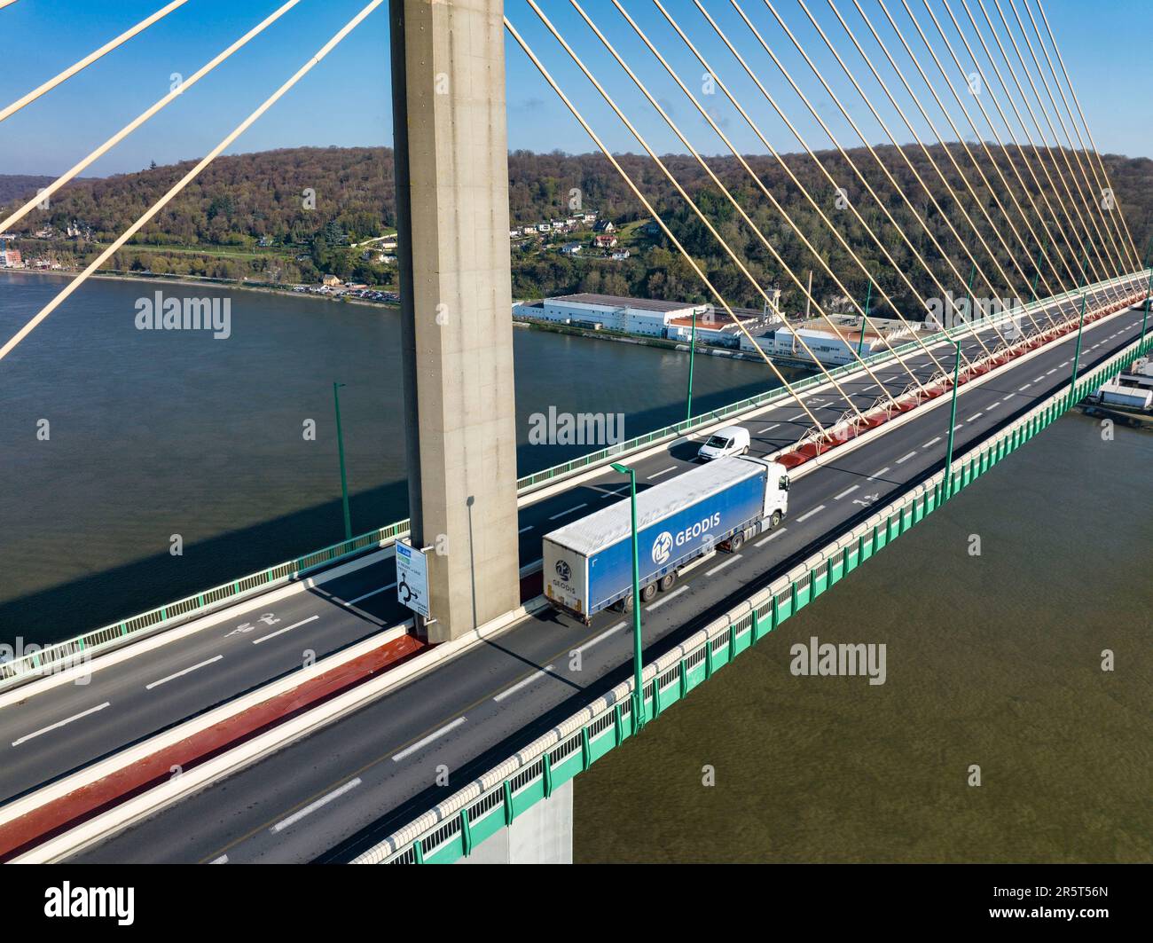 France, Seine Maritime, Caudebec en Caux, Brotonne bridge on the Seine ...
