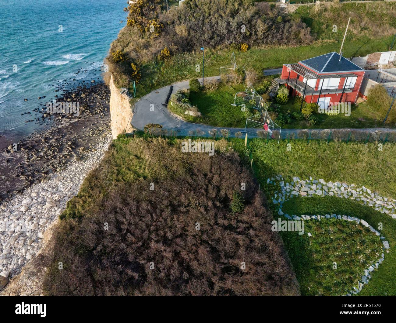 France, Normandy, Seine Maritime, Fecamp, Cap Fagnet, cliff collapse ...