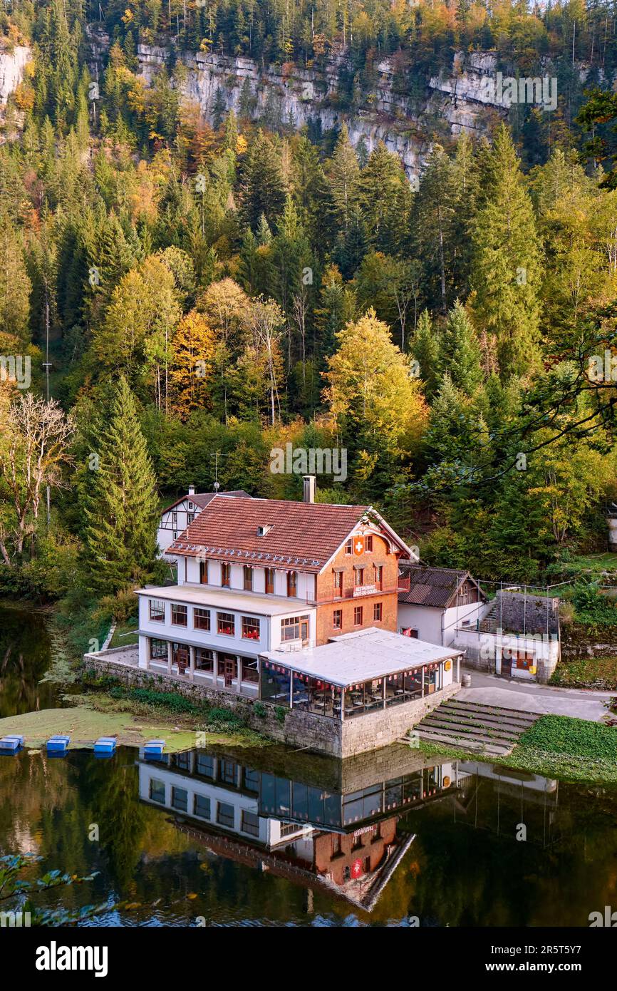 France, Doubs, Villers le Lac, Saut du Doubs, end of Chaillexon lake or ...