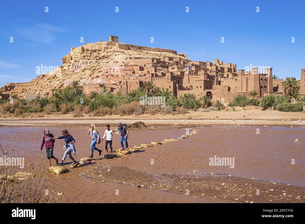 Morocco, Aït Benhaddou, the Ksar, a fortified village built in adobe ...