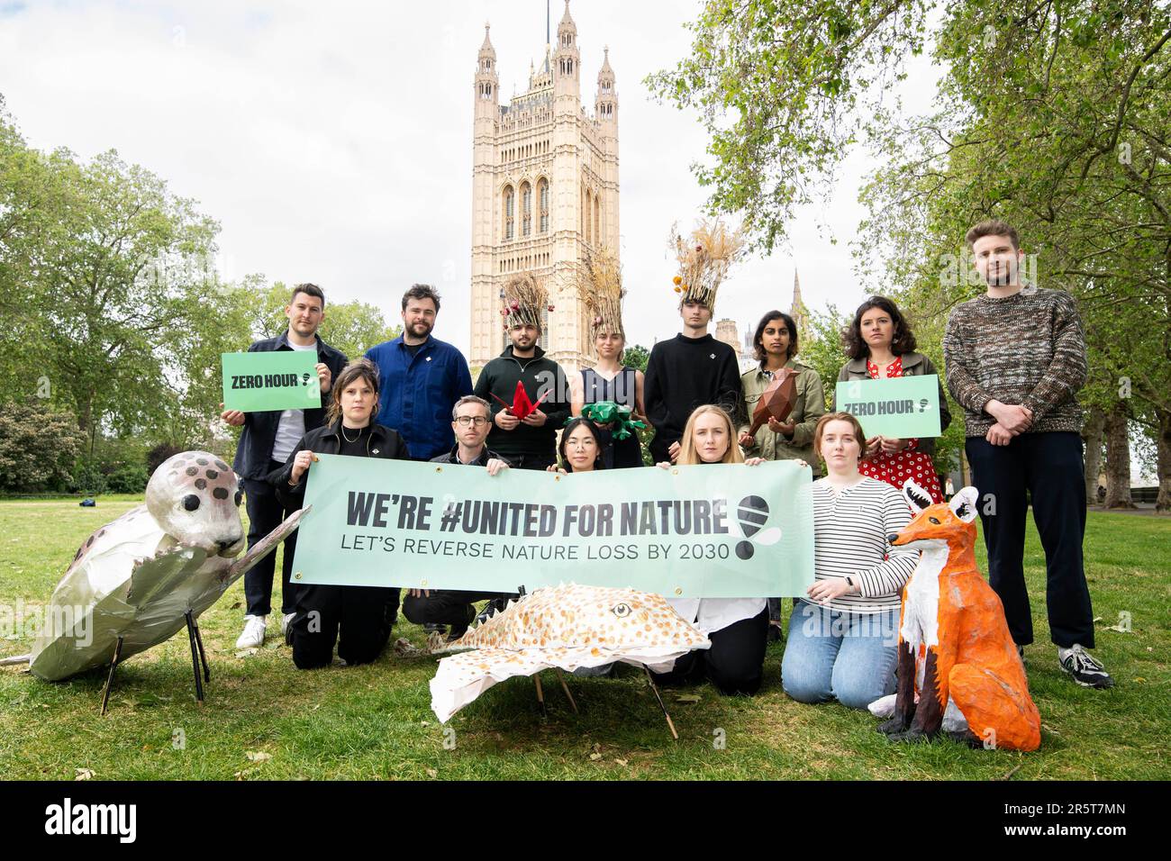 EDITORIAL USE ONLY Members of campaign groups Zero Hour, Friends of the ...