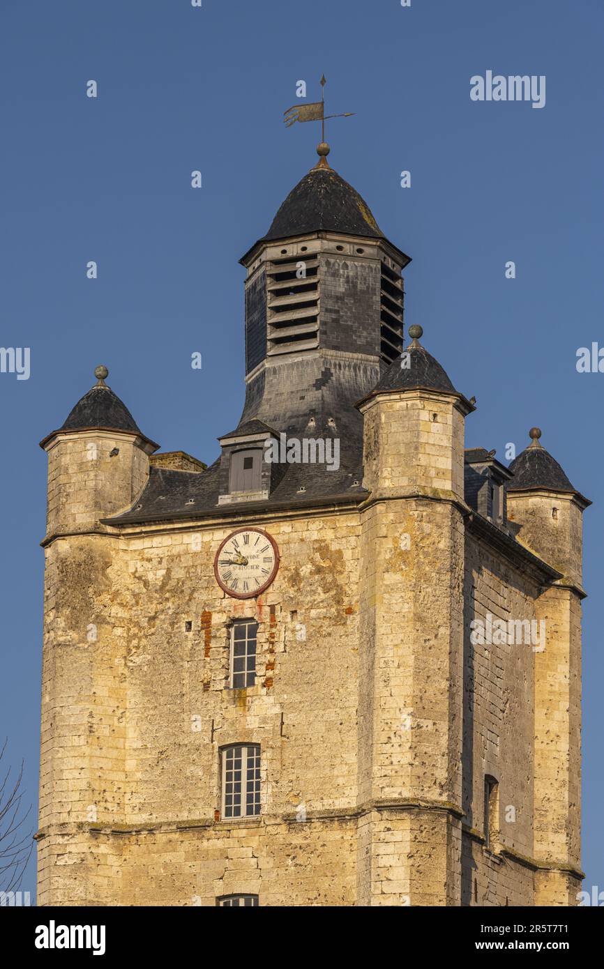 France, Somme, Saint-Riquier, The belfry of Saint-Riquier, symbol of ...