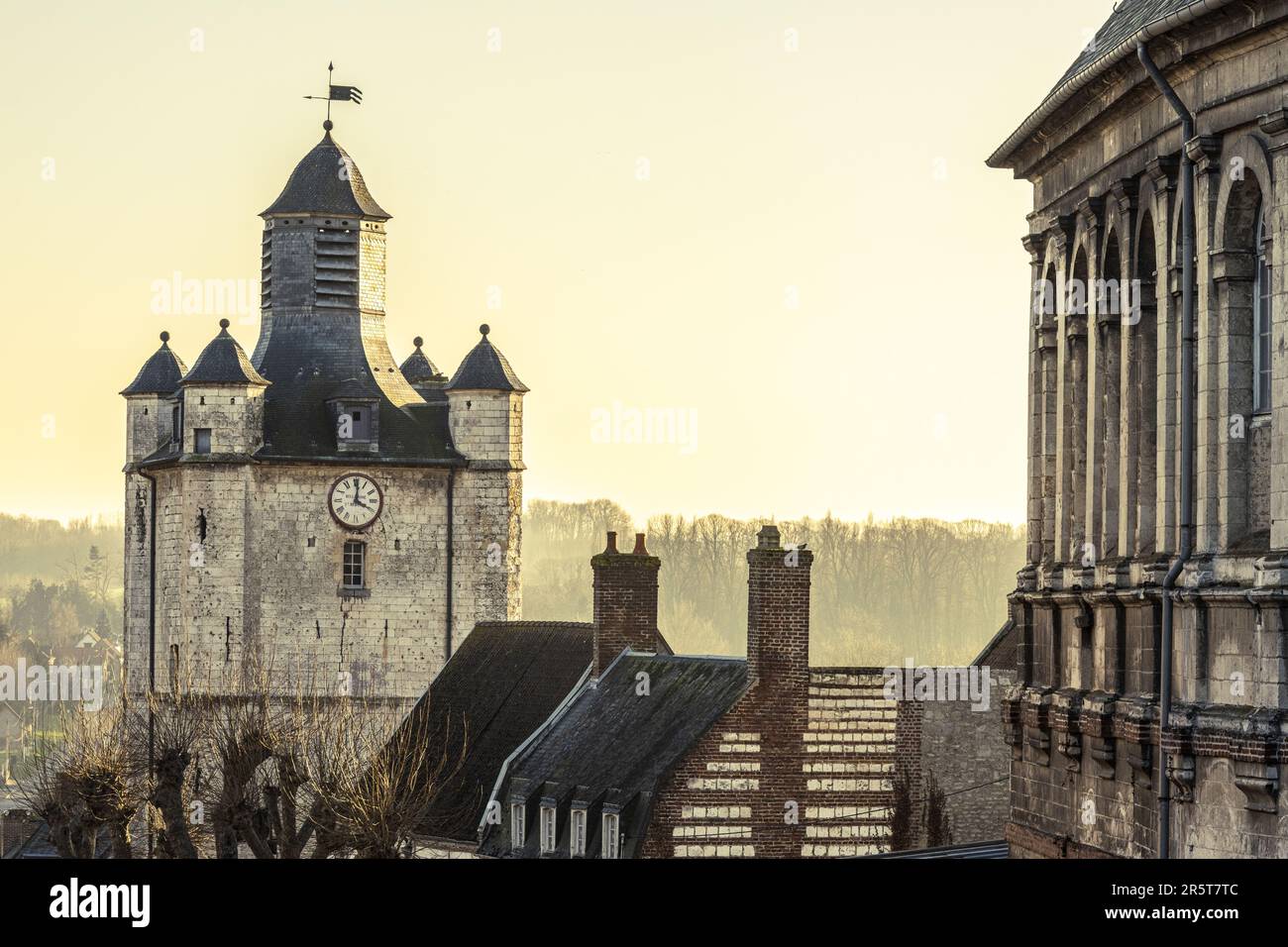 France, Somme, Saint-Riquier, The belfry of Saint-Riquier, symbol of ...