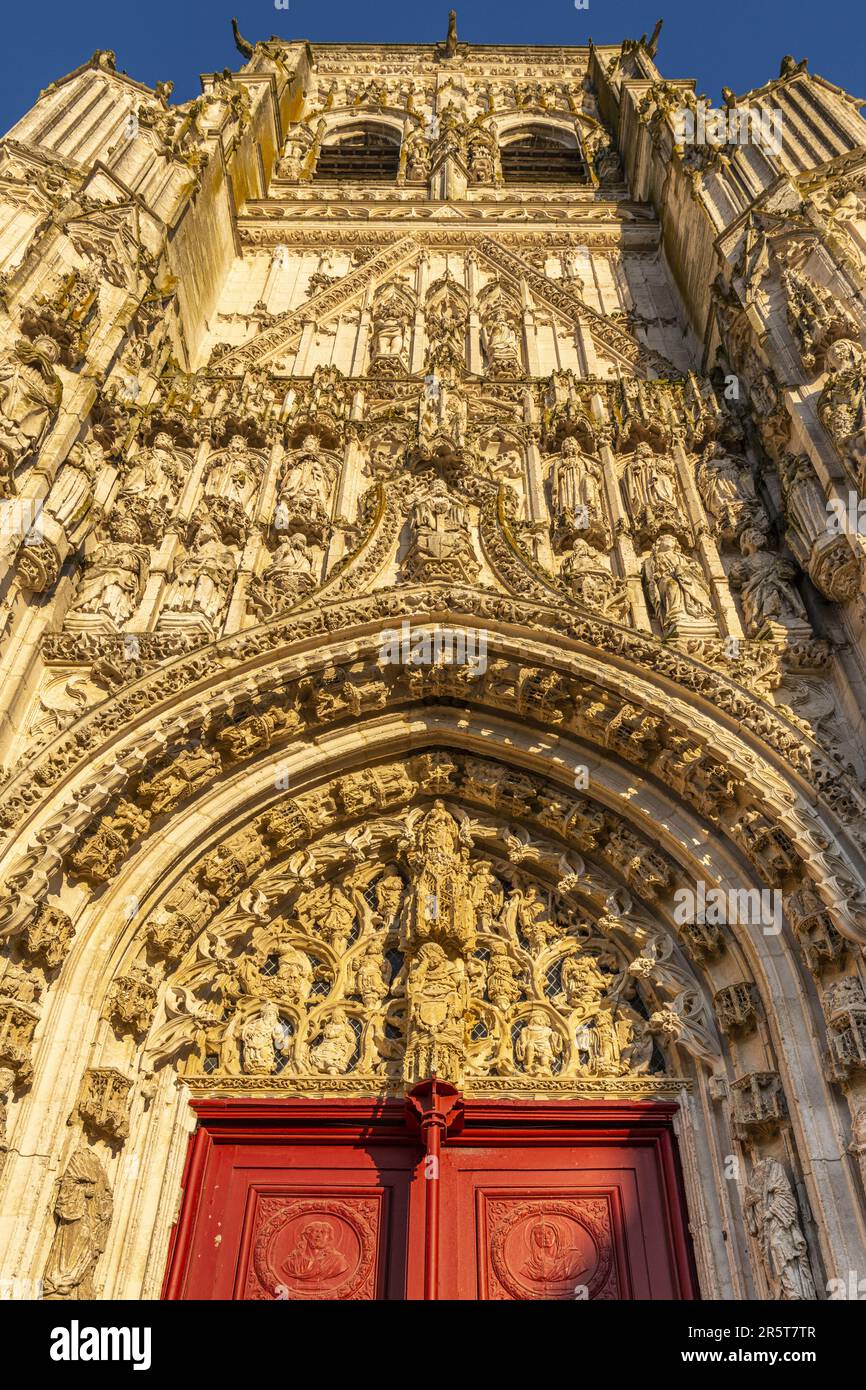 France, Somme, Saint-Riquier, Façade of the abbey church of Saint ...