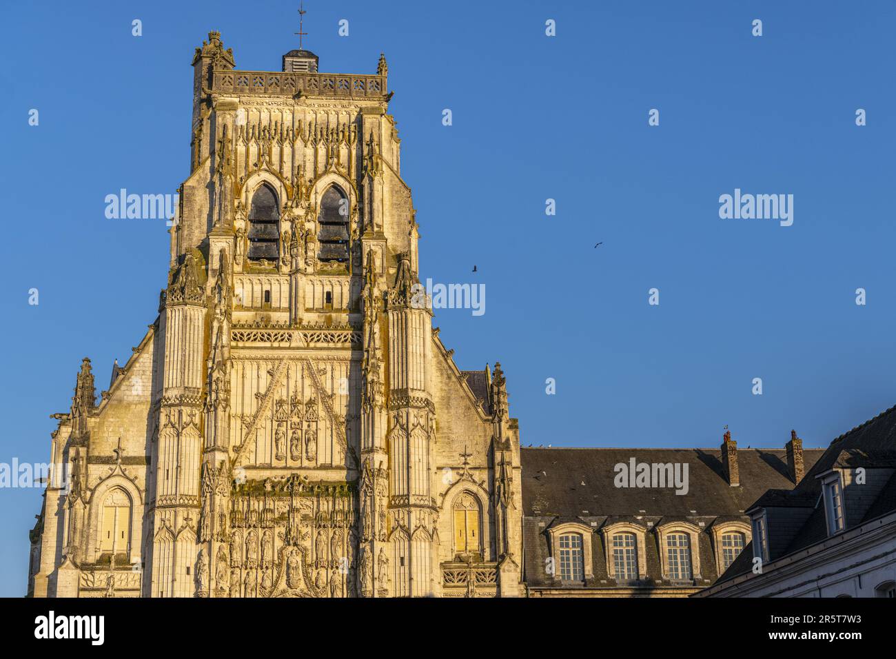 France, Somme, Saint-Riquier, Façade of the abbey church of Saint ...