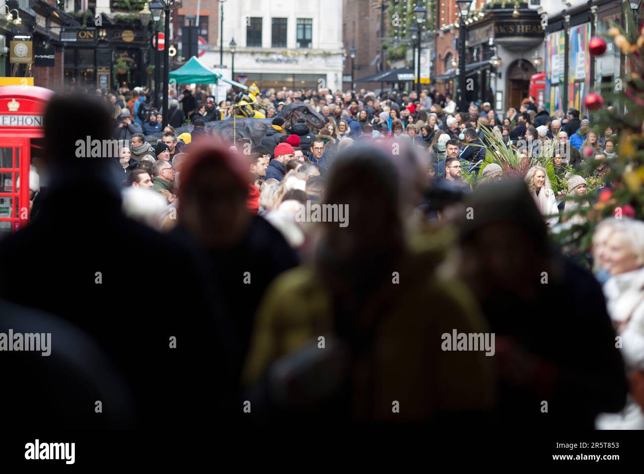 Christmassy decorations and outfits are seen in Covent Garden, central ...