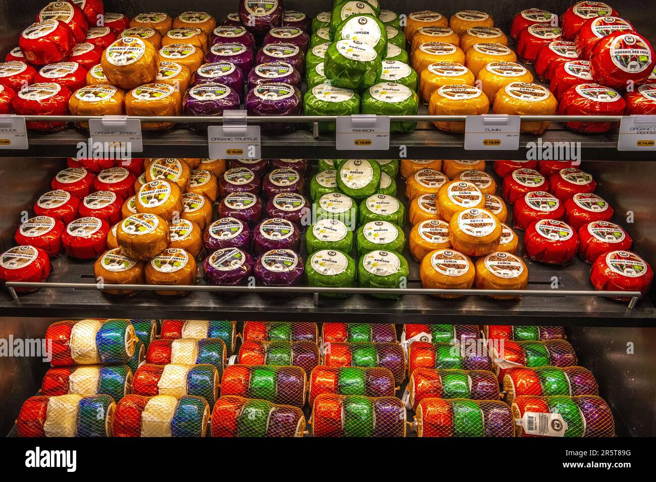 Netherlands, Northern Holland province, Amsterdam, display of Gouda ...