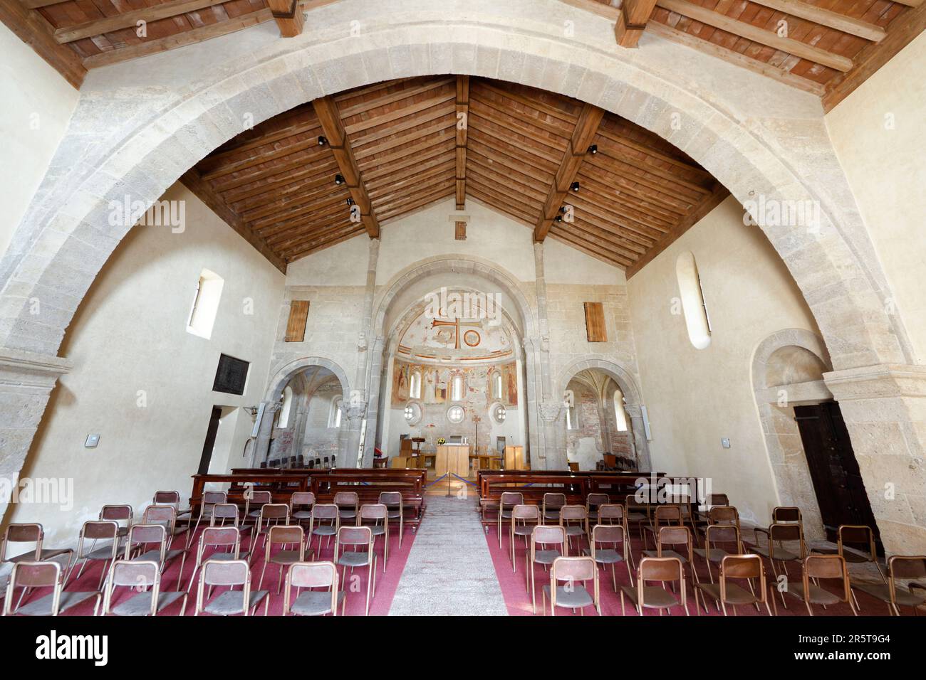 Interior with a big transverse arch - Church of Saint Columbanus ...