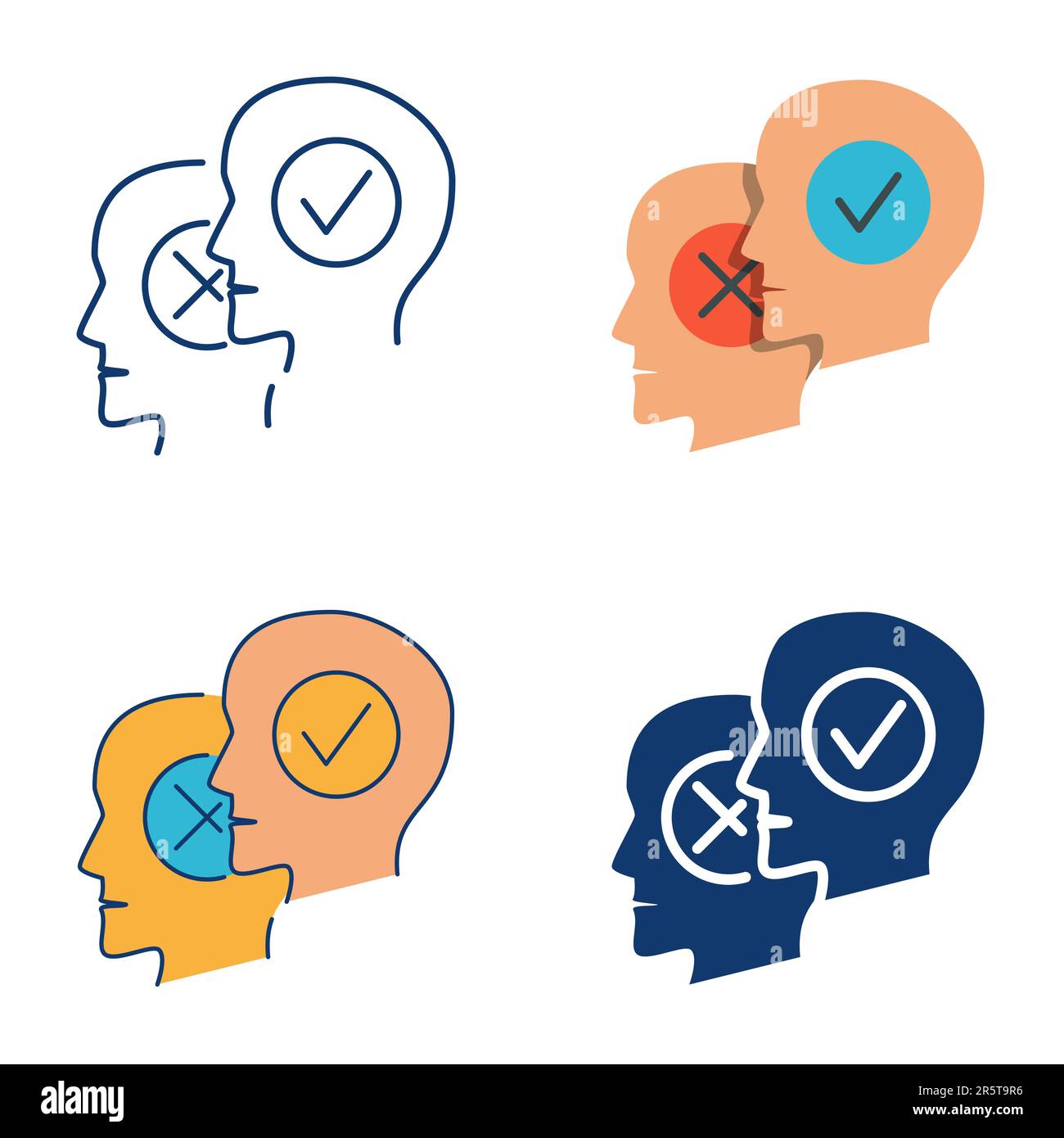 Opinion icon set in flat and line style. Agreement and disagreement ...