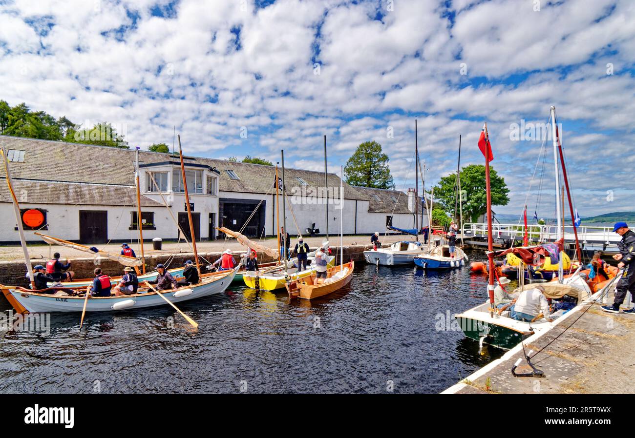 Inverness Scotland flotilla of boats in early summer in the upper ...