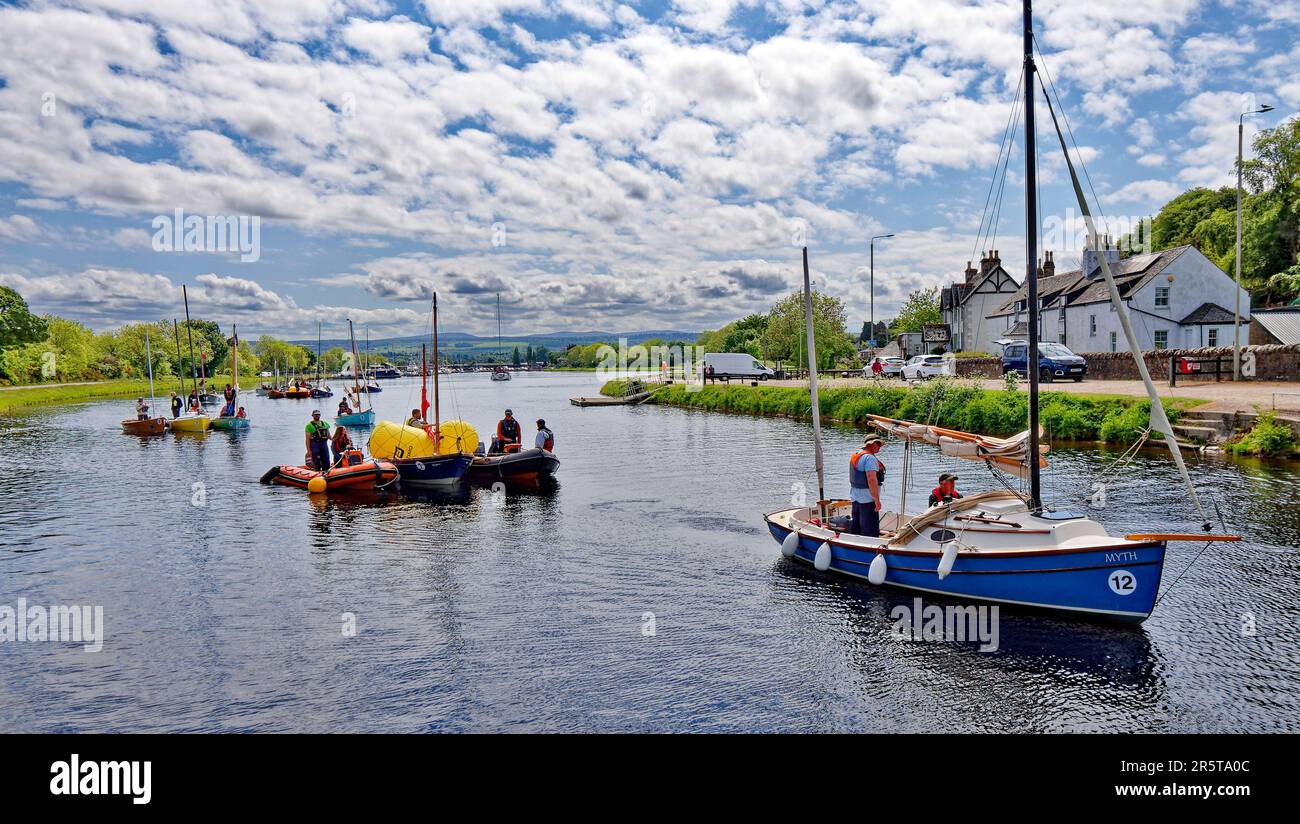 Inverness Scotland flotilla of boats in early summer sailing towards ...