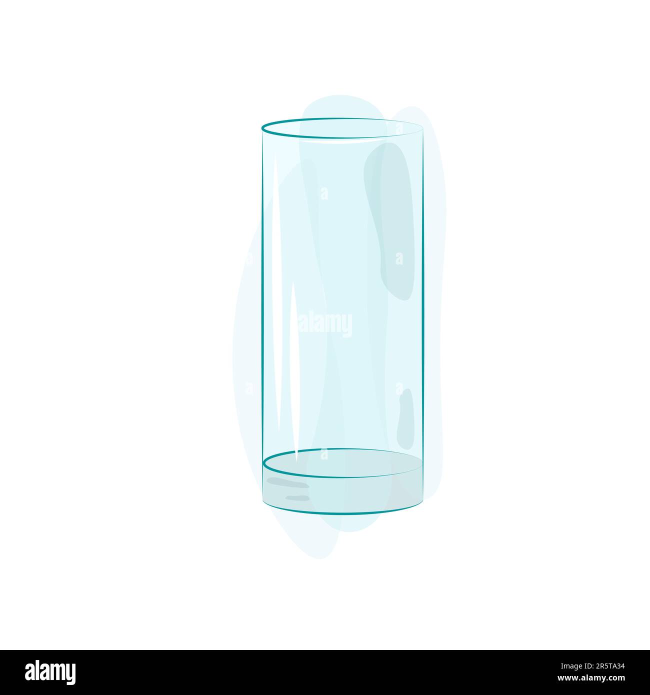 Blue narrow and glass water glass with highlights and shadows in ...