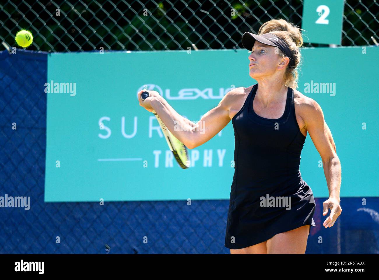 Emily Webley-Smith (GBR) playing in the first qualifying round of the ...