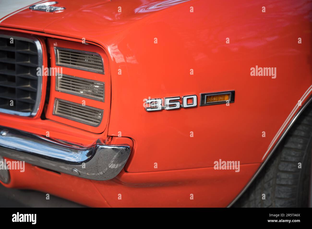 Detail of a classic American sports car, first generation Chevrolet ...