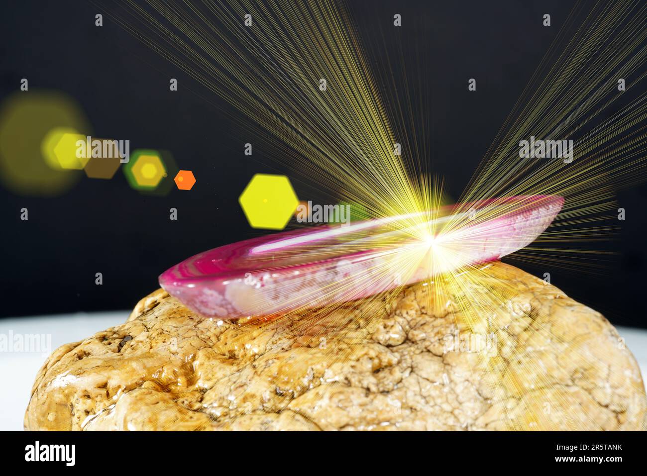 Disc of Agate with Quartz inclusion is a semi-precious stone Stock ...
