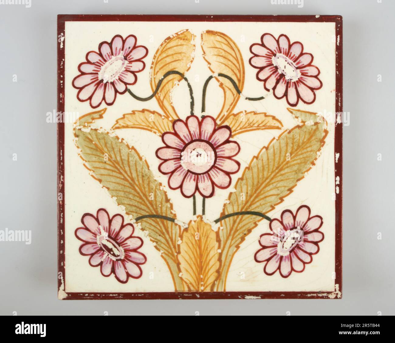 Antique 1880s Arts and Crafts hand painted Minton pink daisy pottery ...