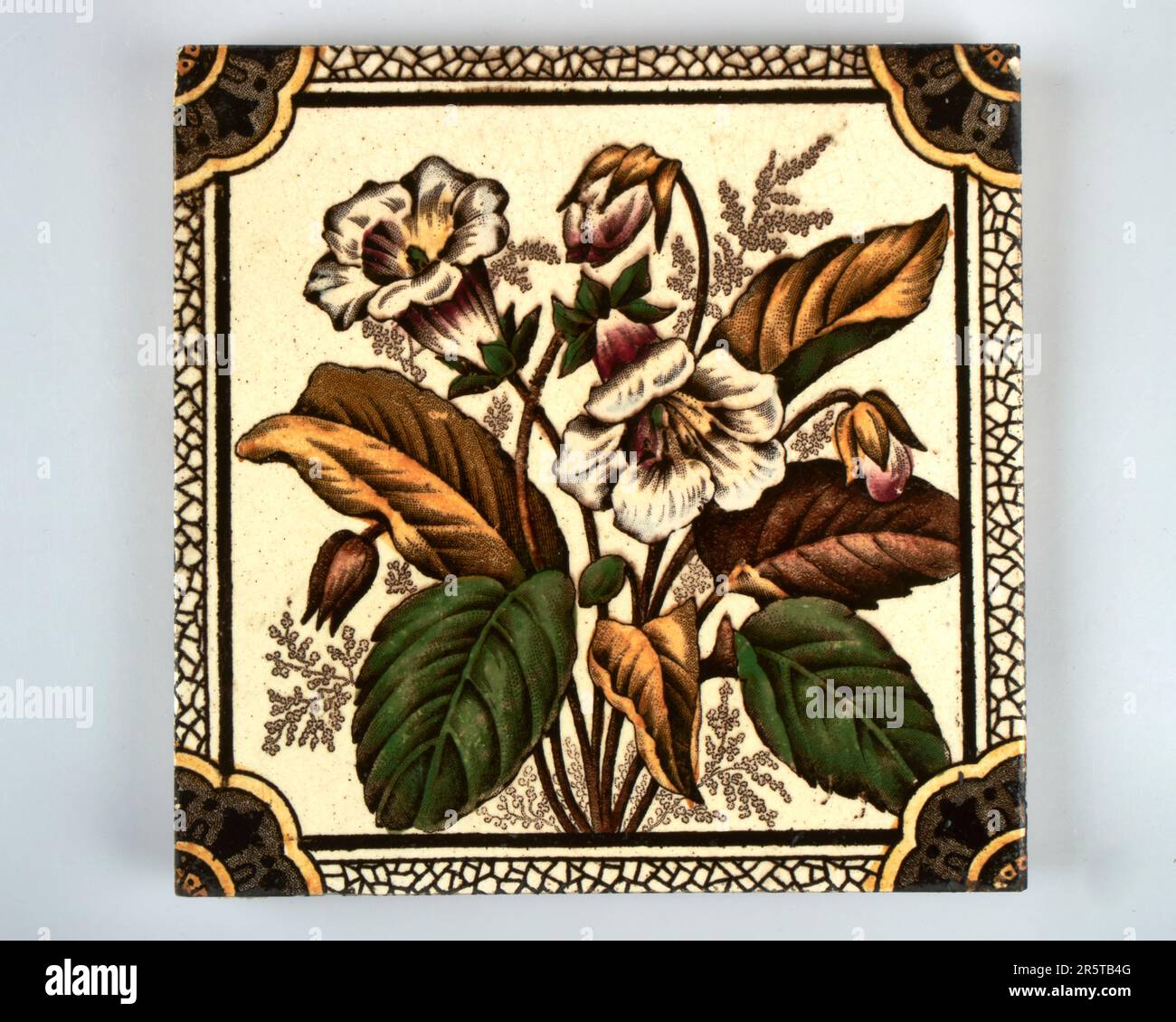 Antique 1880s Victorian Aesthetic Movement bellflower pottery tile ...