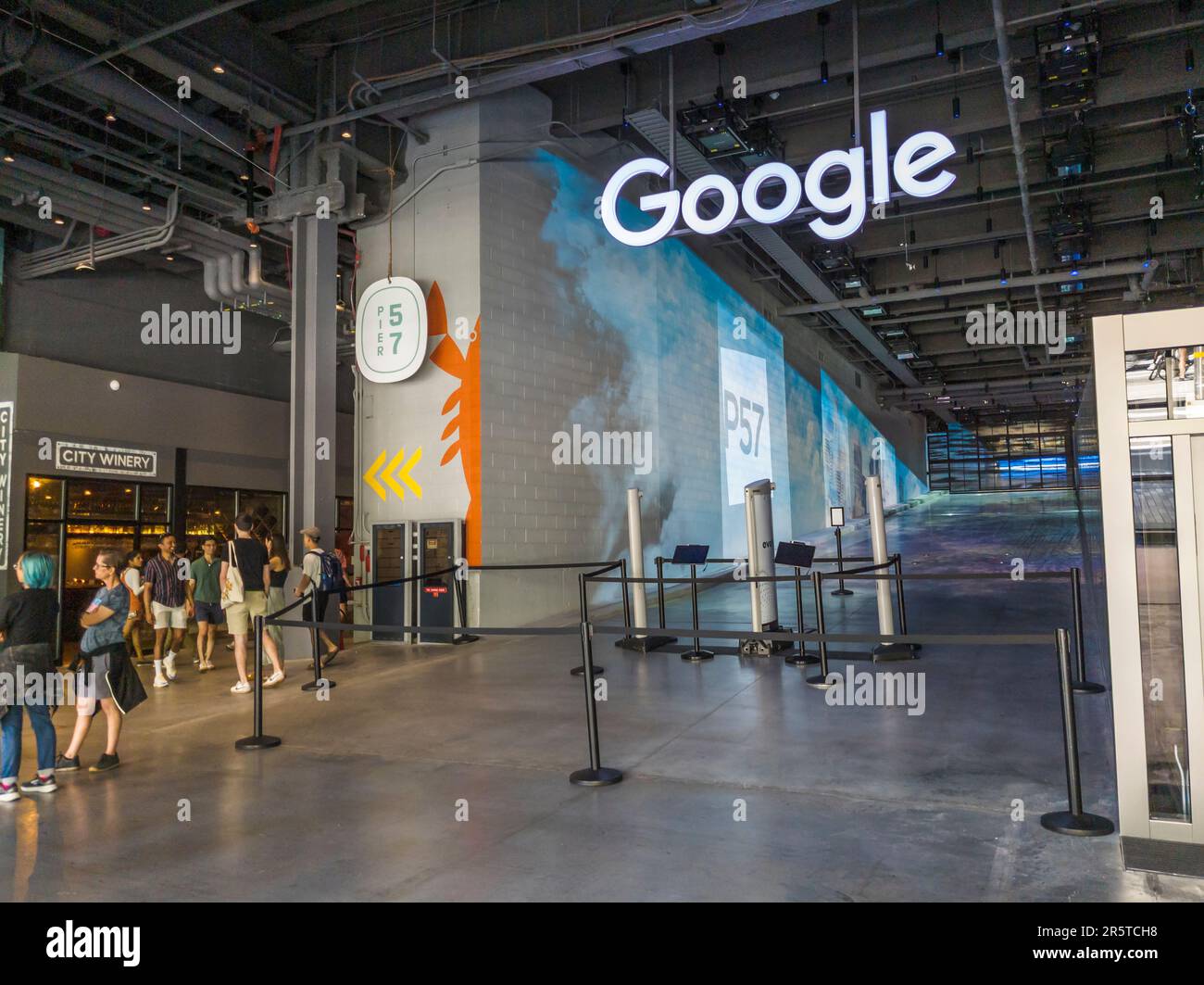 Entrance to Google’s Pier 57 campus in Hudson River Park on Monday, May ...