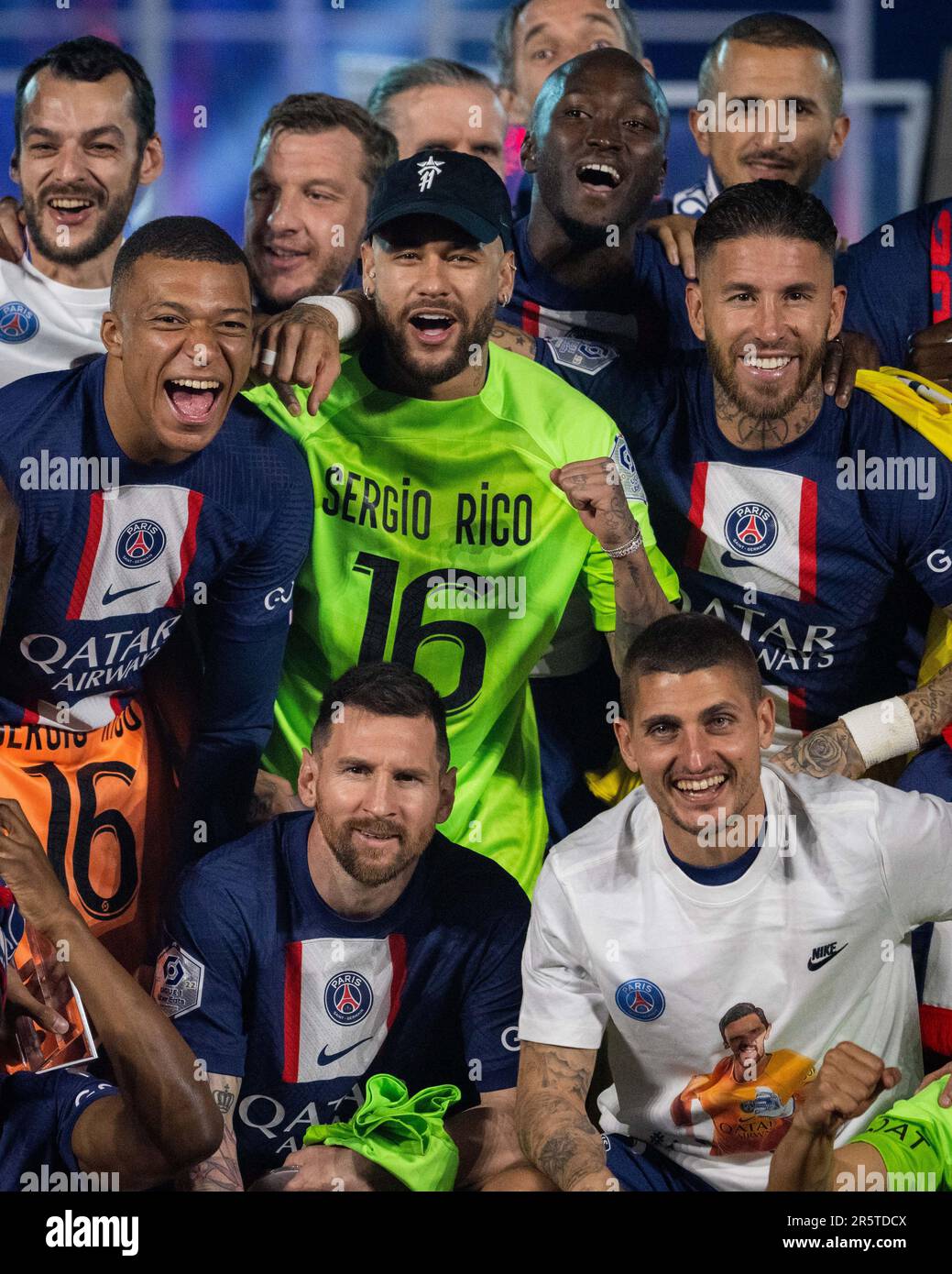 PARIS, FRANCE - JUNE 3: PSG players, Kylian Mbappe, Neymar, Sergio ...
