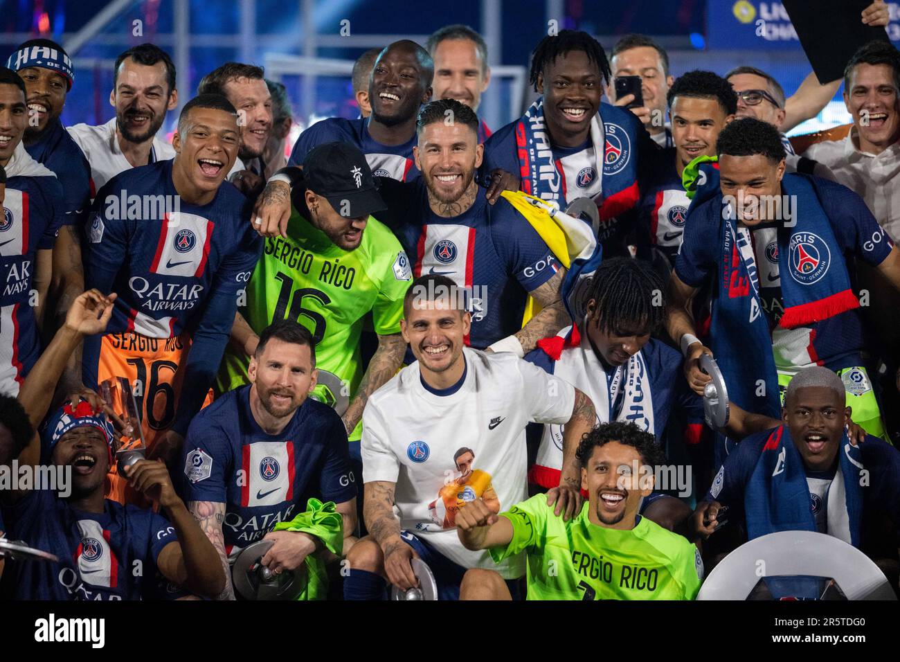 PARIS, FRANCE - JUNE 3: PSG players, Kylian Mbappe, Neymar, Sergio ...