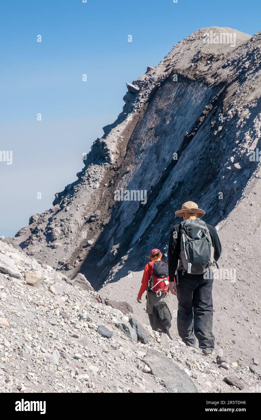 Climbers descending Mt Saint Helen, Washington State. USA Stock Photo ...