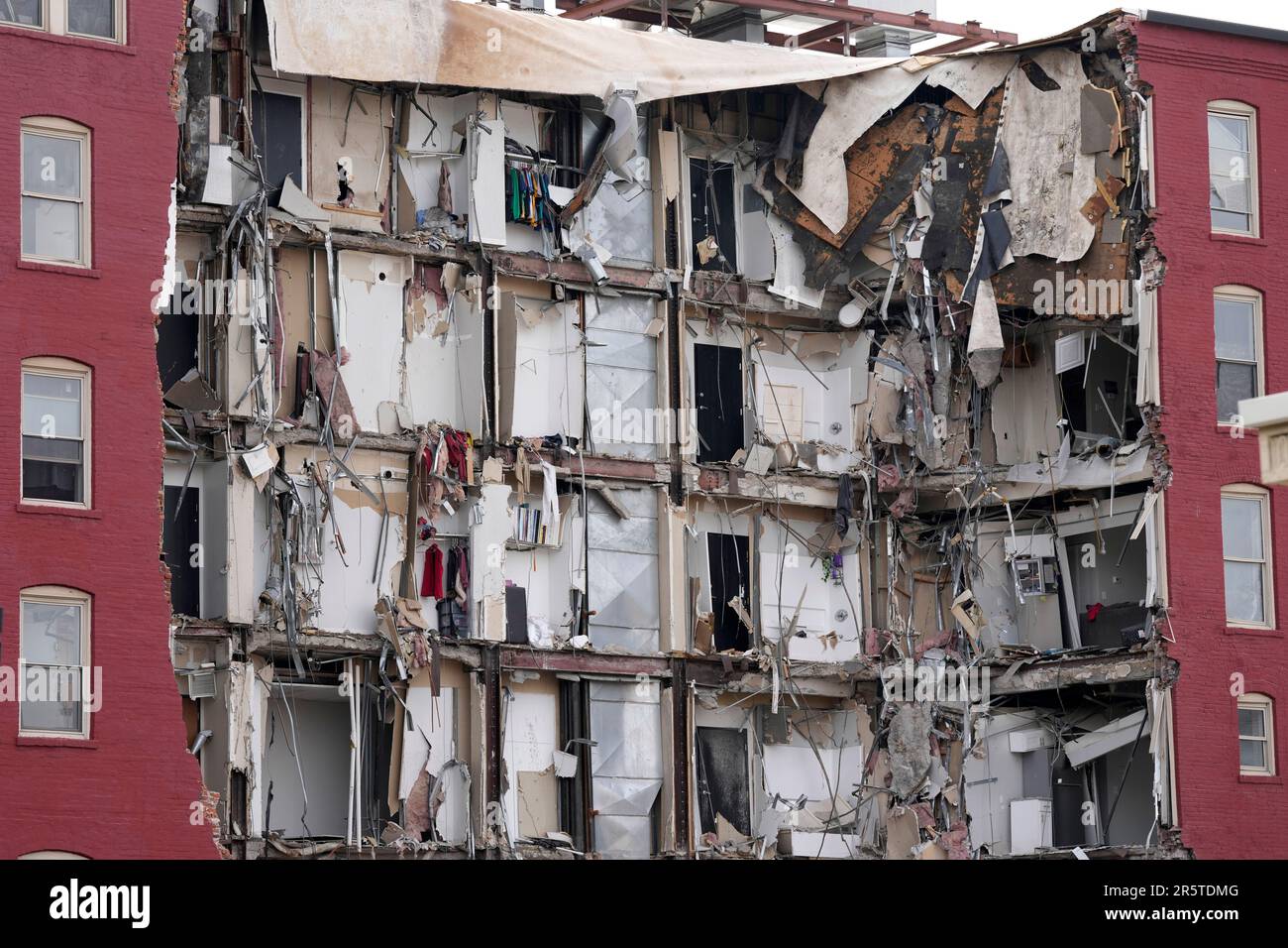 Seen is the damage from a collapsed apartment building, Monday, June 5 ...