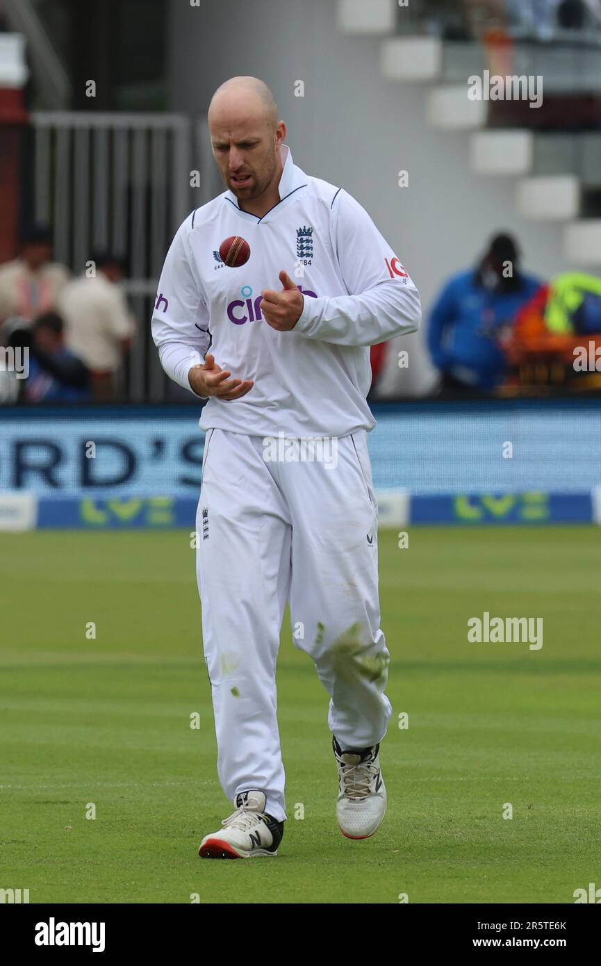 England's Jack Leach(Somerset) during Test Match Series Day One of 4 ...