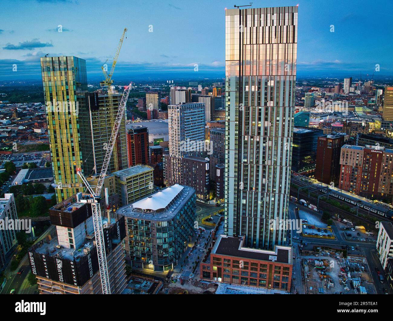 Manchester Skyline after the Sunset Stock Photo - Alamy