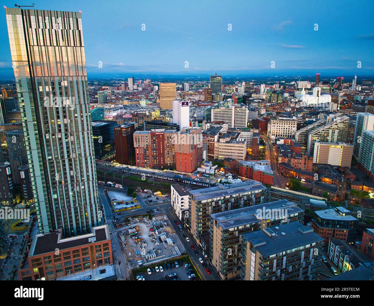 Manchester Skyline after the Sunset Stock Photo - Alamy