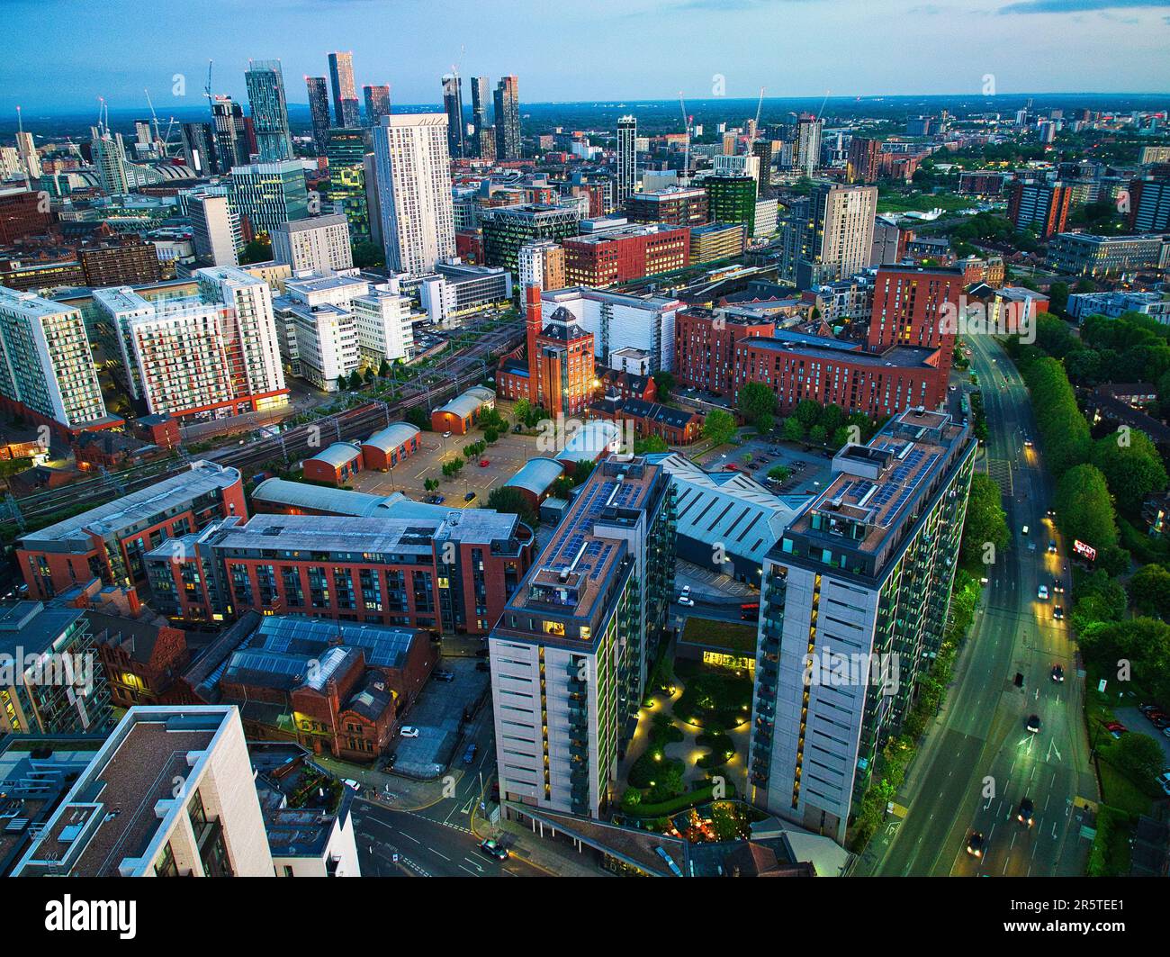 Manchester Skyline after the Sunset Stock Photo - Alamy