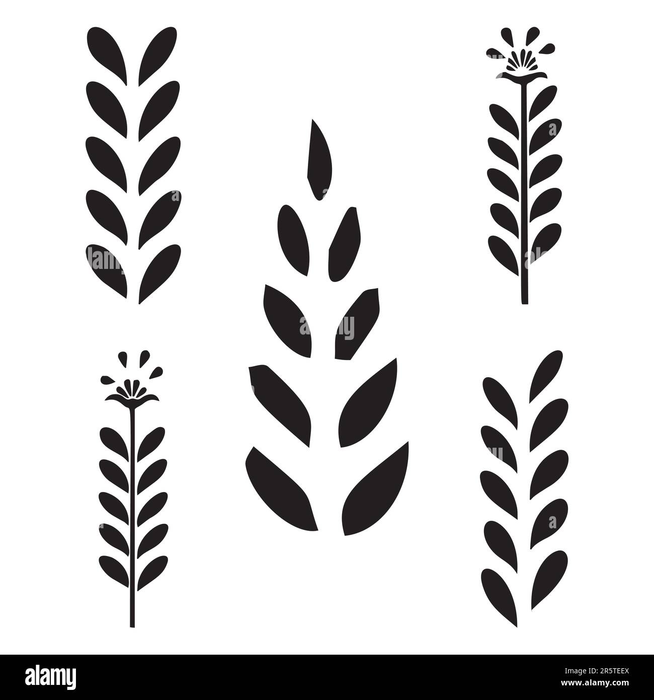 Graphic elements of garden sprigs illustration in vector. Hand drawn ...