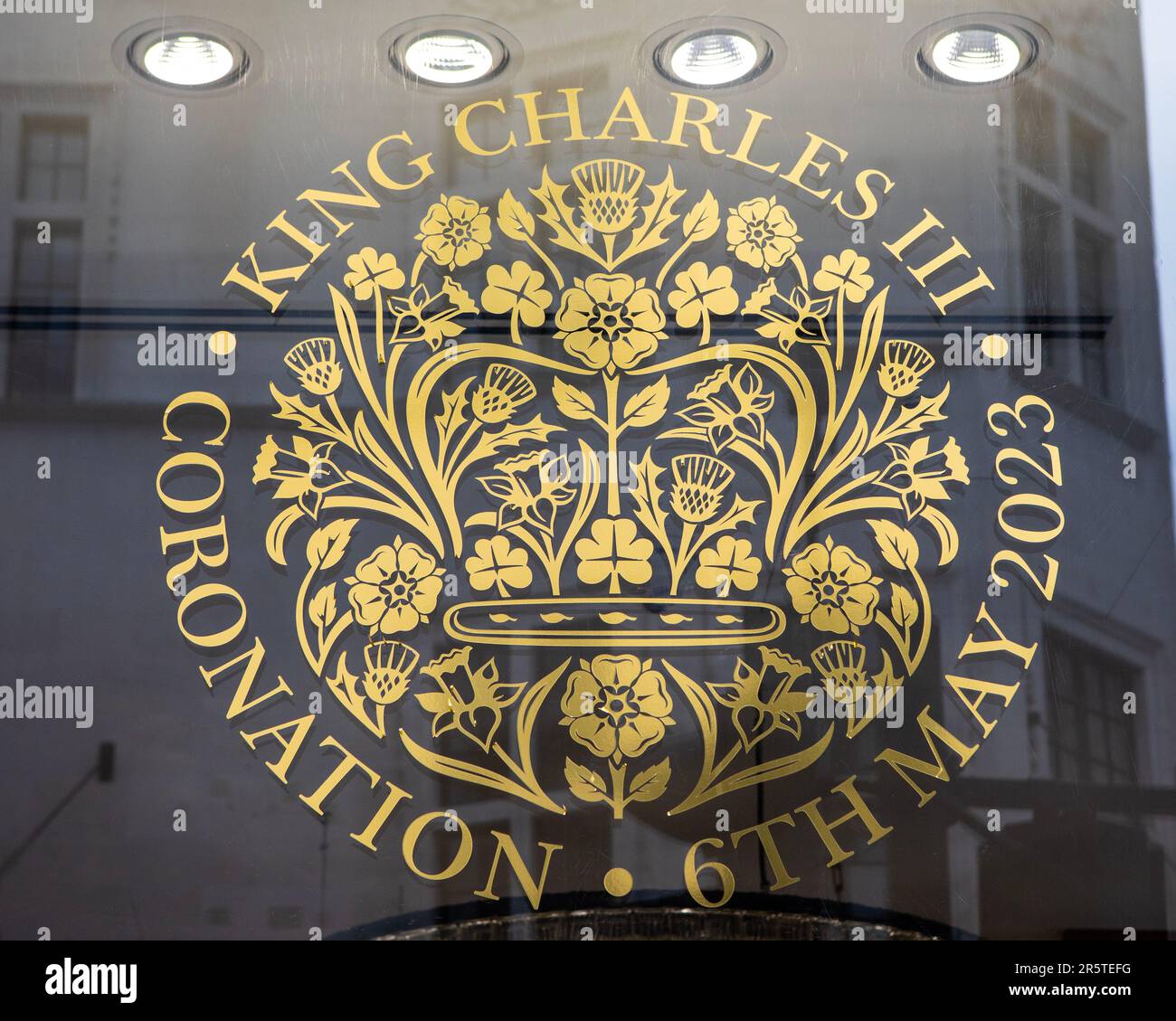 London, UK - April 30th 2023: The symbol of the Coronation of King ...