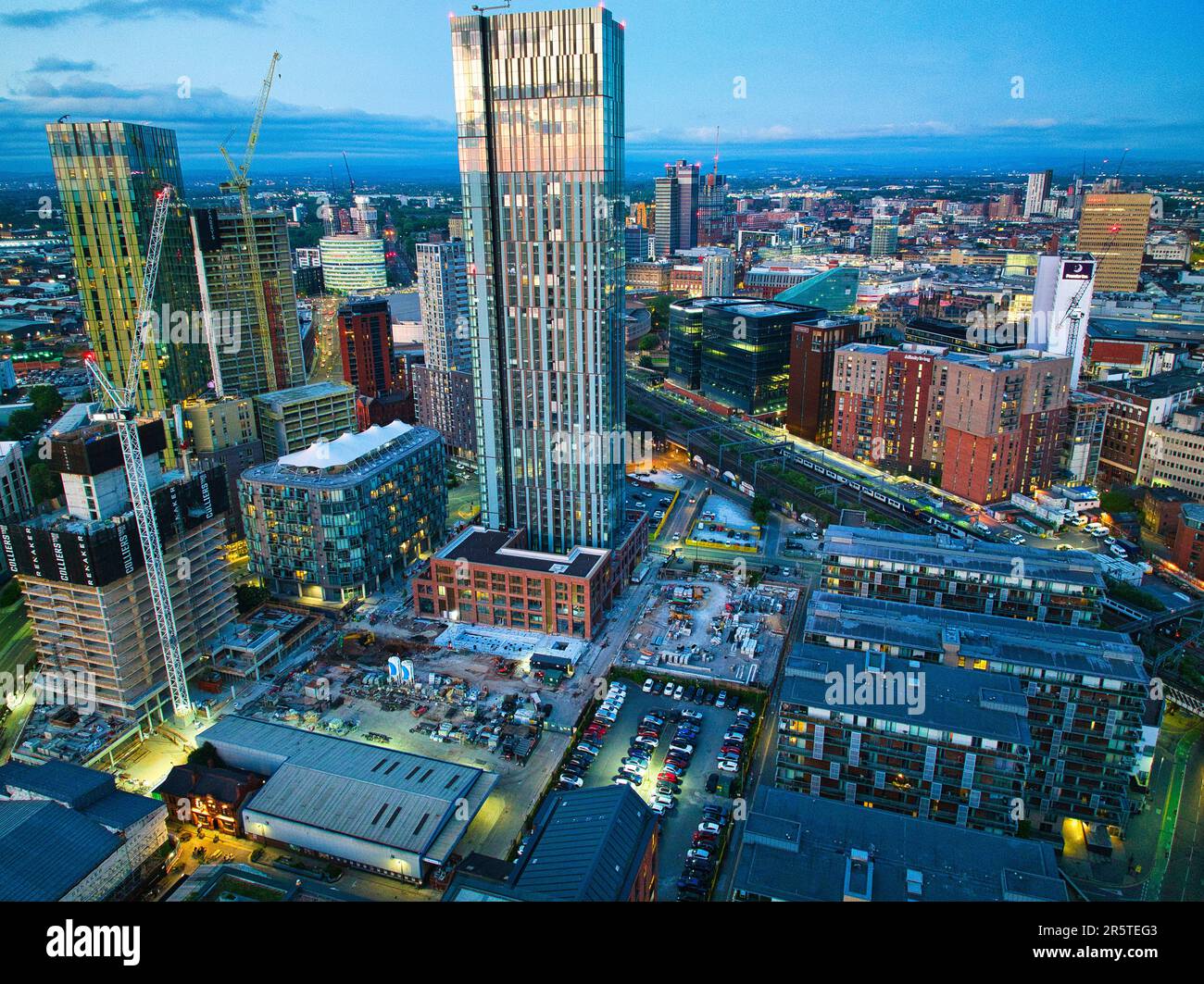 Manchester Skyline after the sunset Stock Photo - Alamy