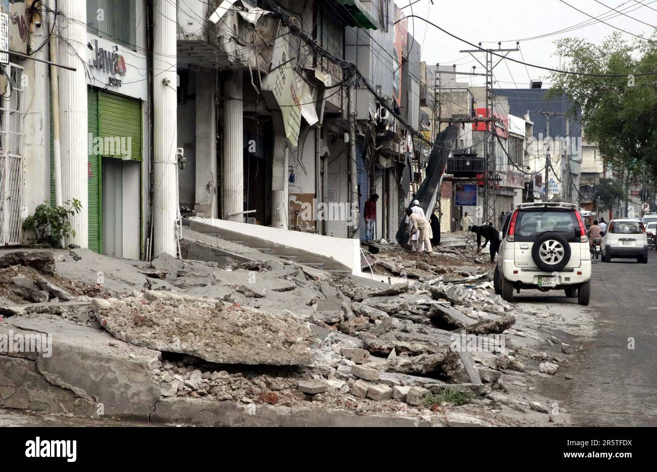 Anti encroachment operation in progress demolishing illegal ...