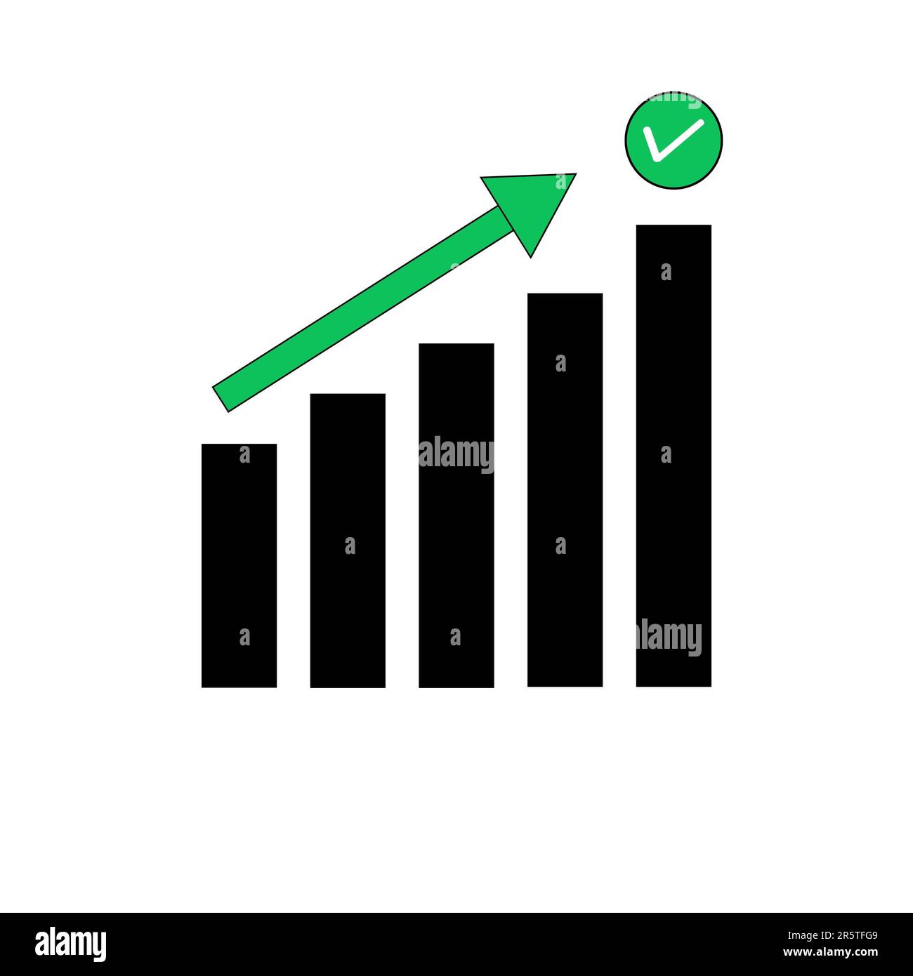 An illustration of a graph chart showing an upward trend on a white ...