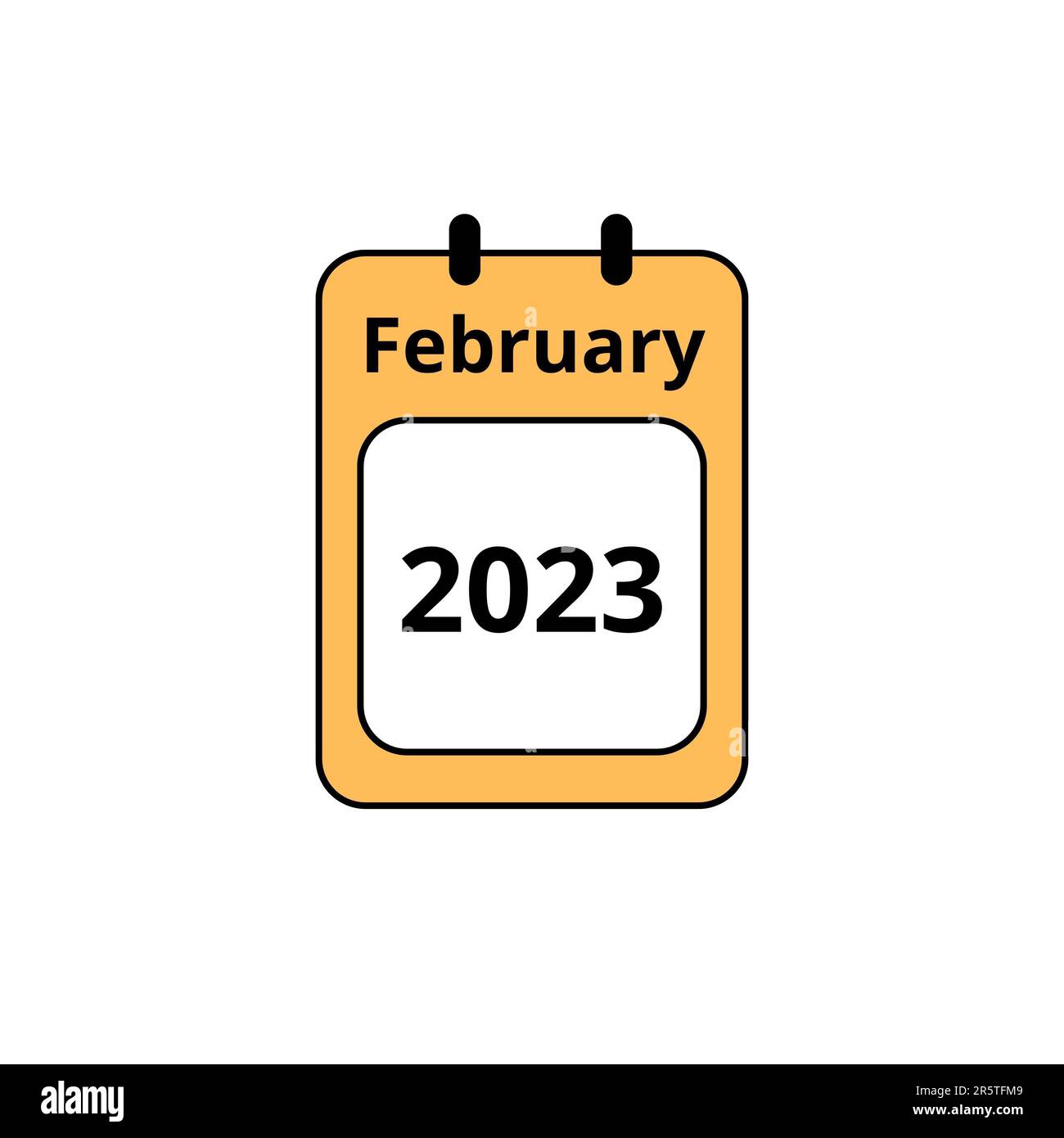 An illustration of a February-themed calendar of 2023 on a white ...