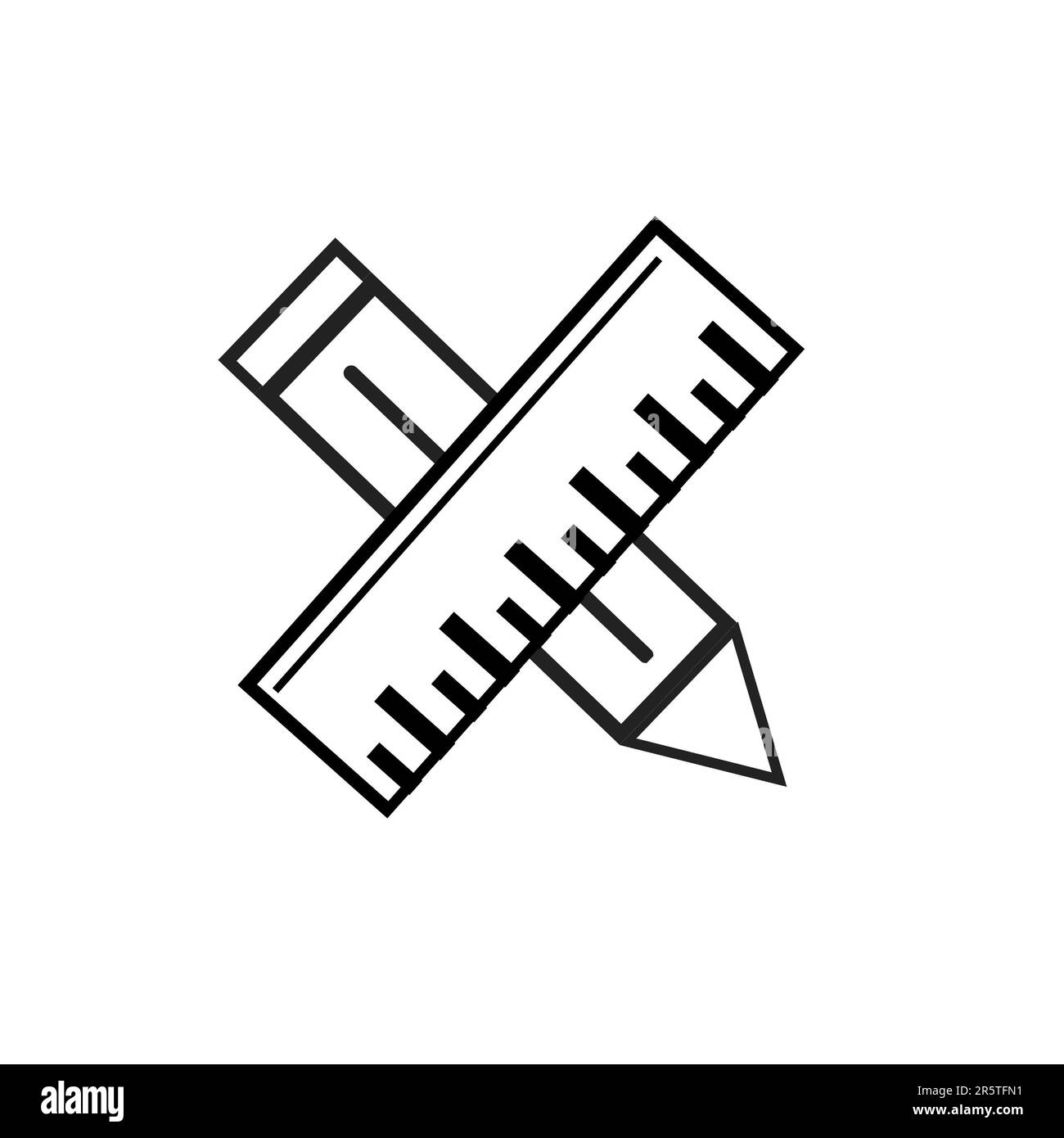 An illustration of crossed pen and a ruler on a white background Stock ...