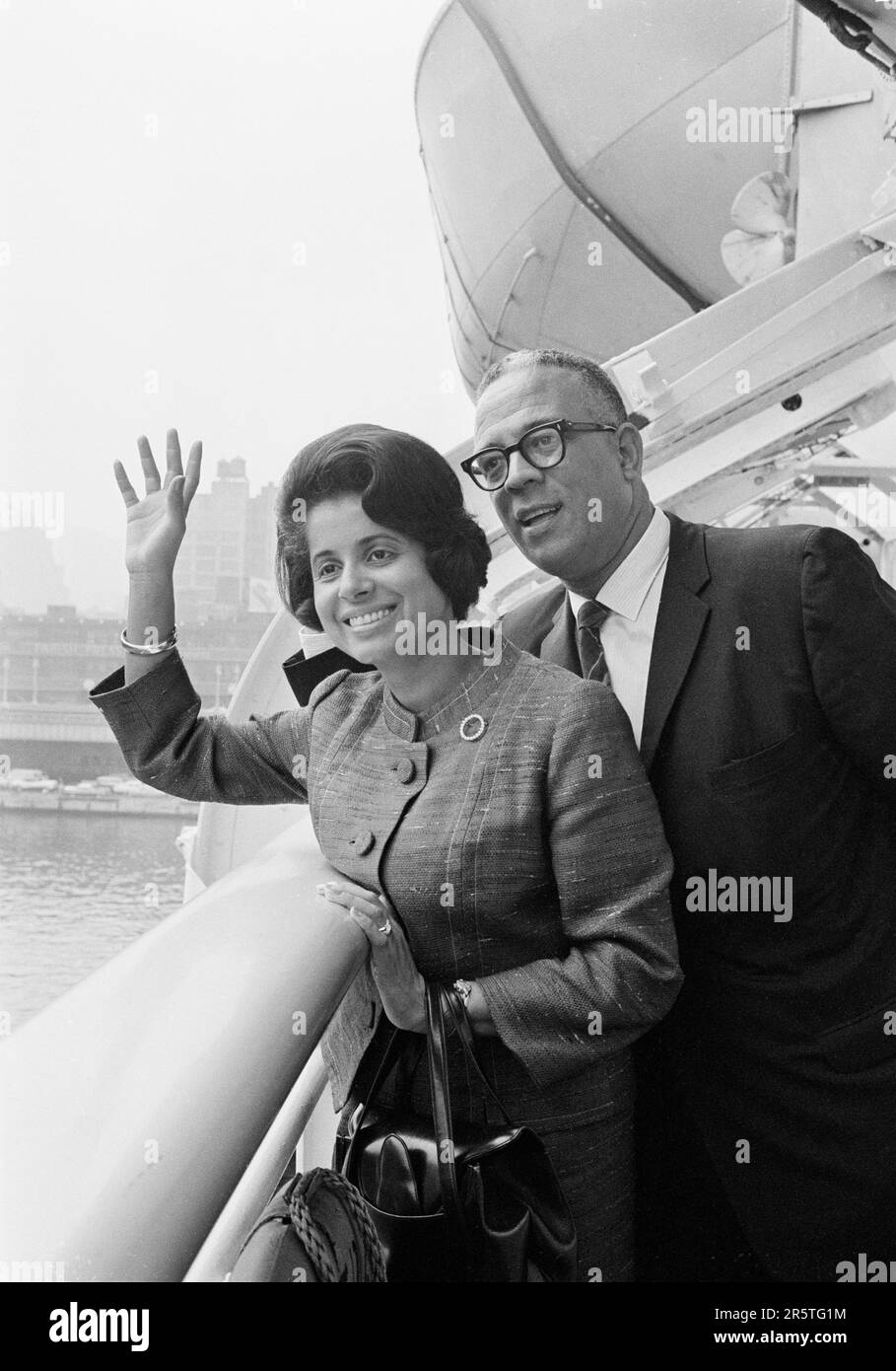 Patricia Roberts Harris, new U.S. ambassador to Luxemboug, waves ...