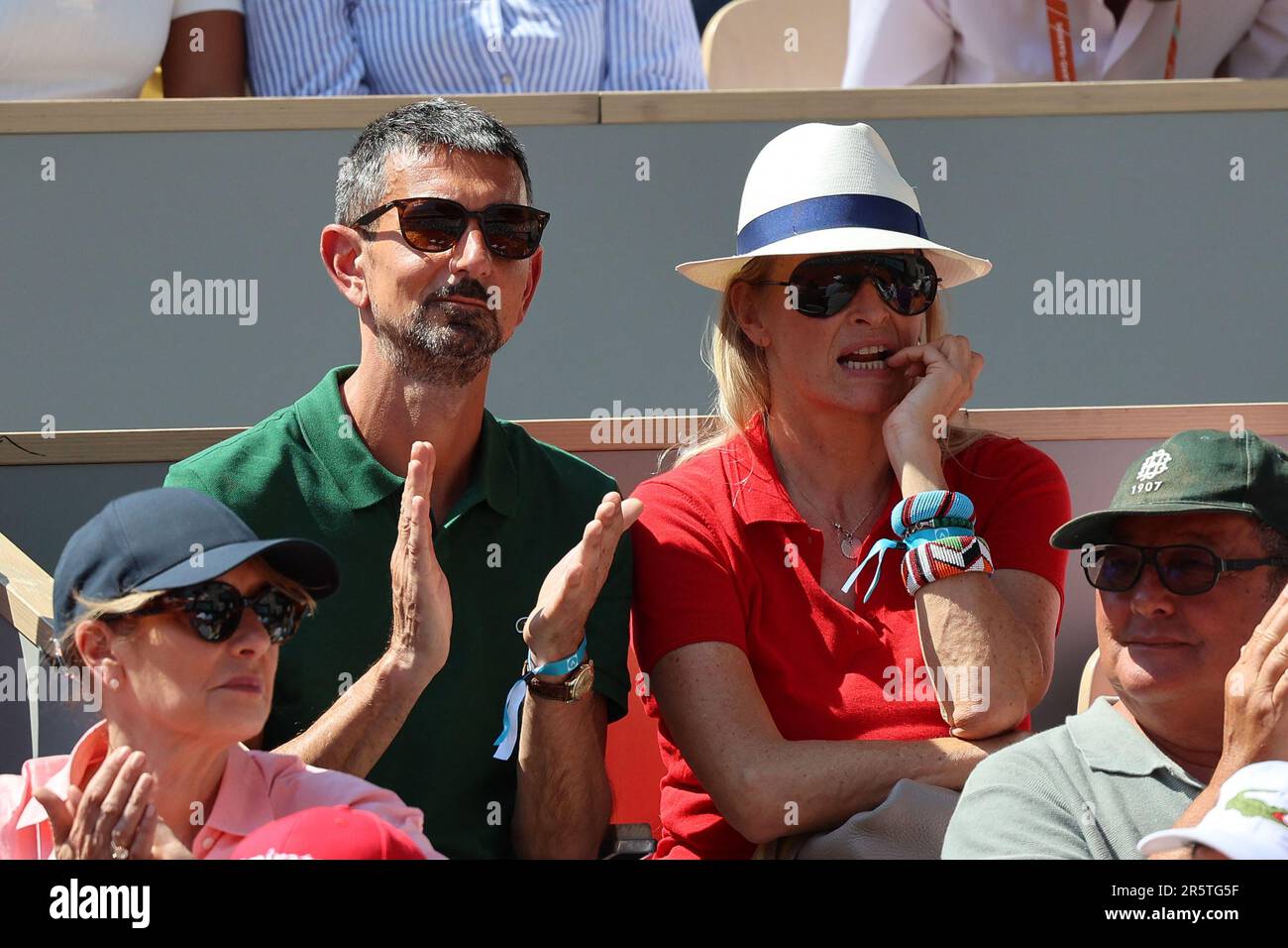 Paris, France. 05th June, 2023. Guillaume Robert, Estelle Lefebure in the stands during French ...