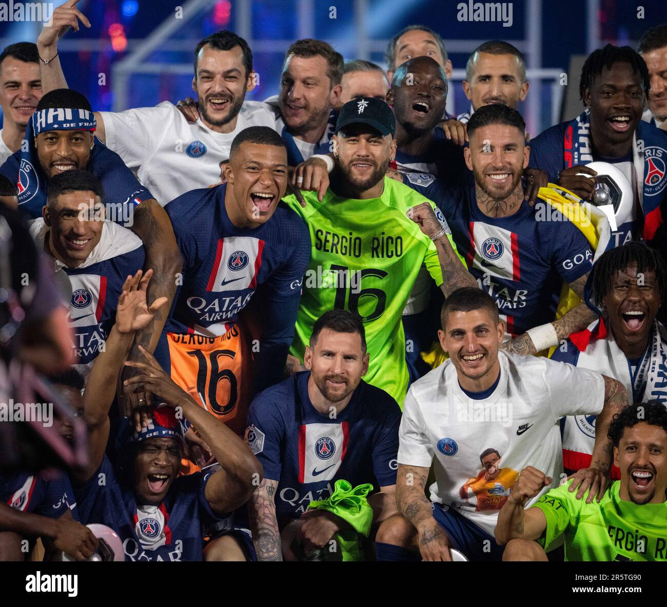 PARIS, FRANCE - JUNE 3: Kylian Mbappe, Neymar, Sergio Ramos, Lionel ...