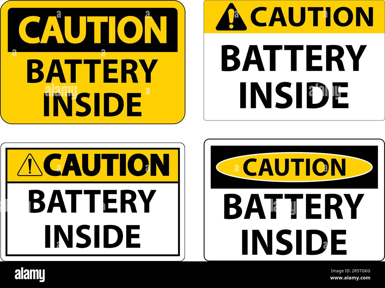 Caution Sign Battery Inside On White Background Stock Vector Image ...