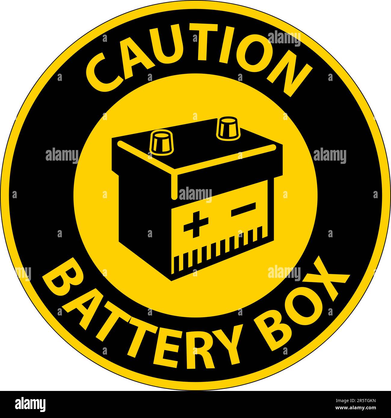 Caution Battery Box with Icon Sign On White Background Stock Vector ...