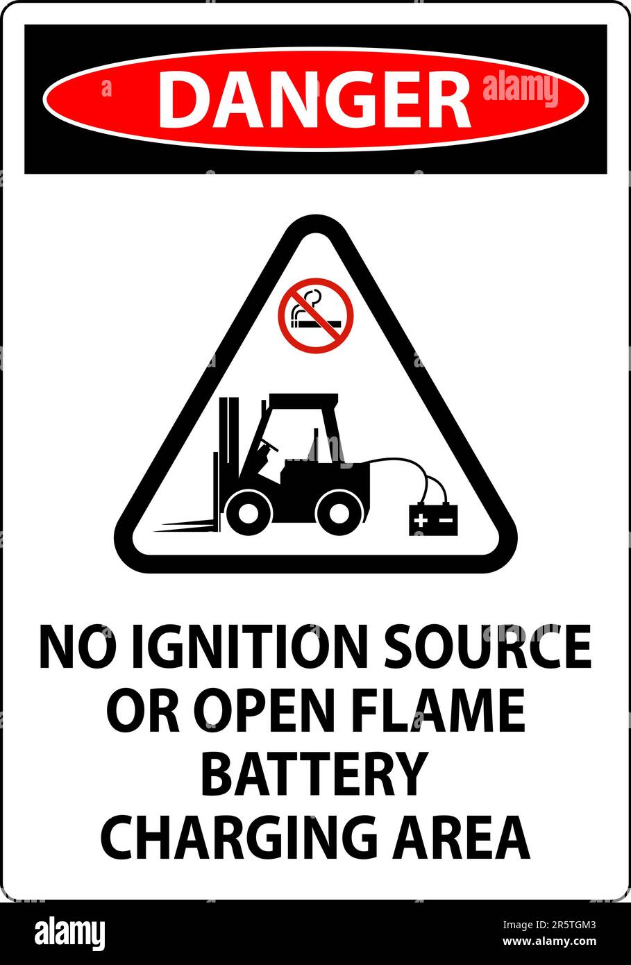 Danger Sign No Ignition Source Or Open Flame, Battery Charging Area ...