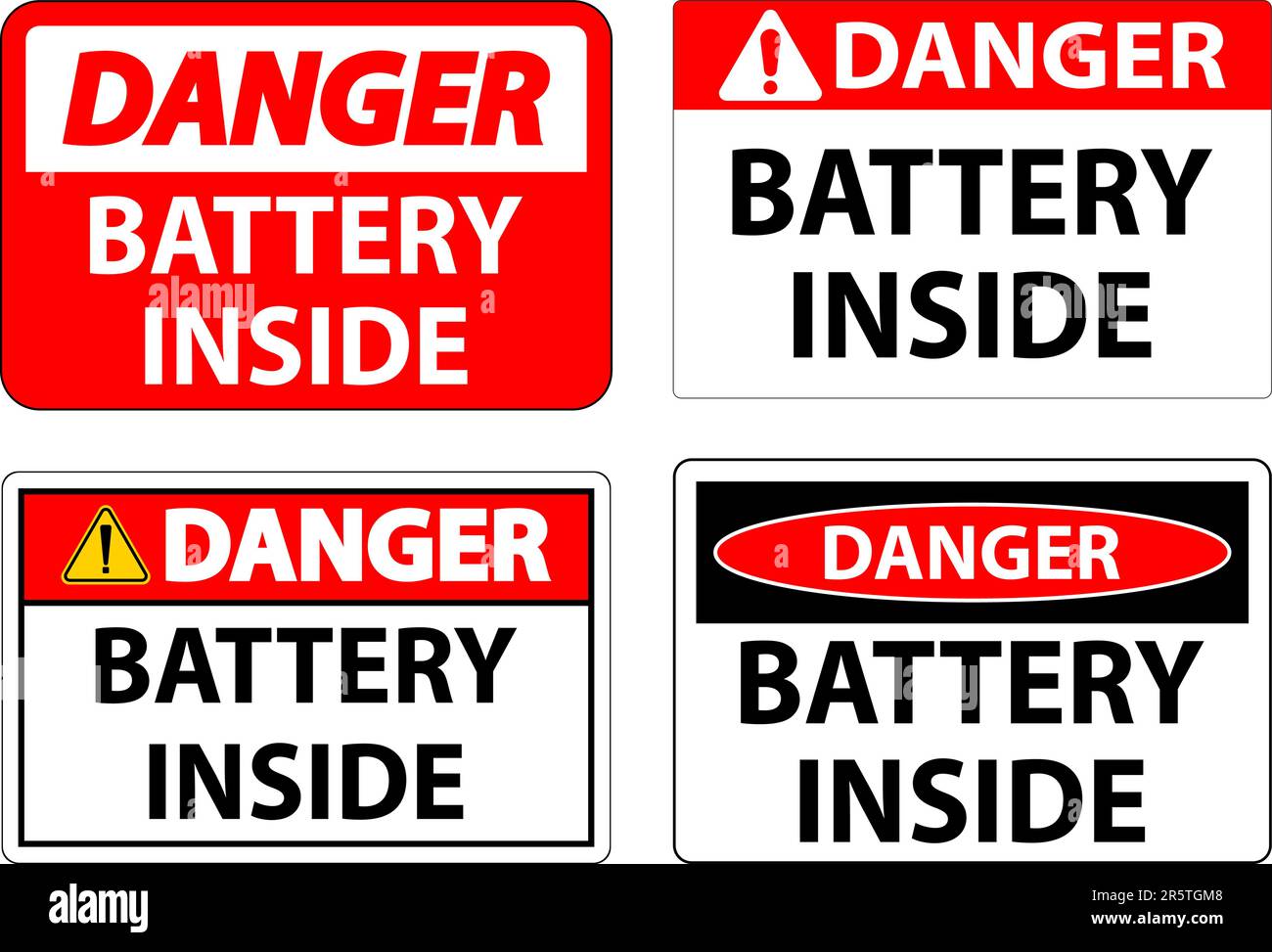 Danger Sign Battery Inside On White Background Stock Vector Image & Art ...